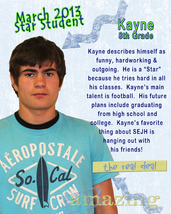 Springlake-Earth Junior High | March Star Student